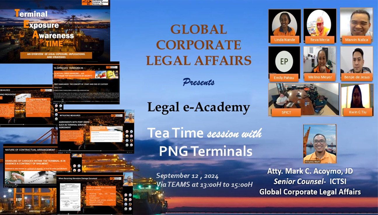 ICTSI Global Legal holds TEA time session with PNG terminals | ICTSI